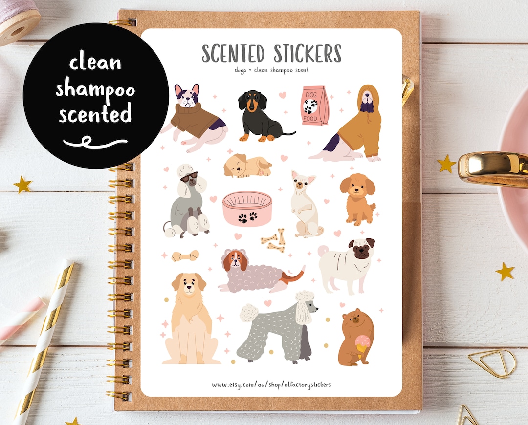 Dog Stickers, Puppy Stickers, Animal Pet Scented Stickers for Planners ...