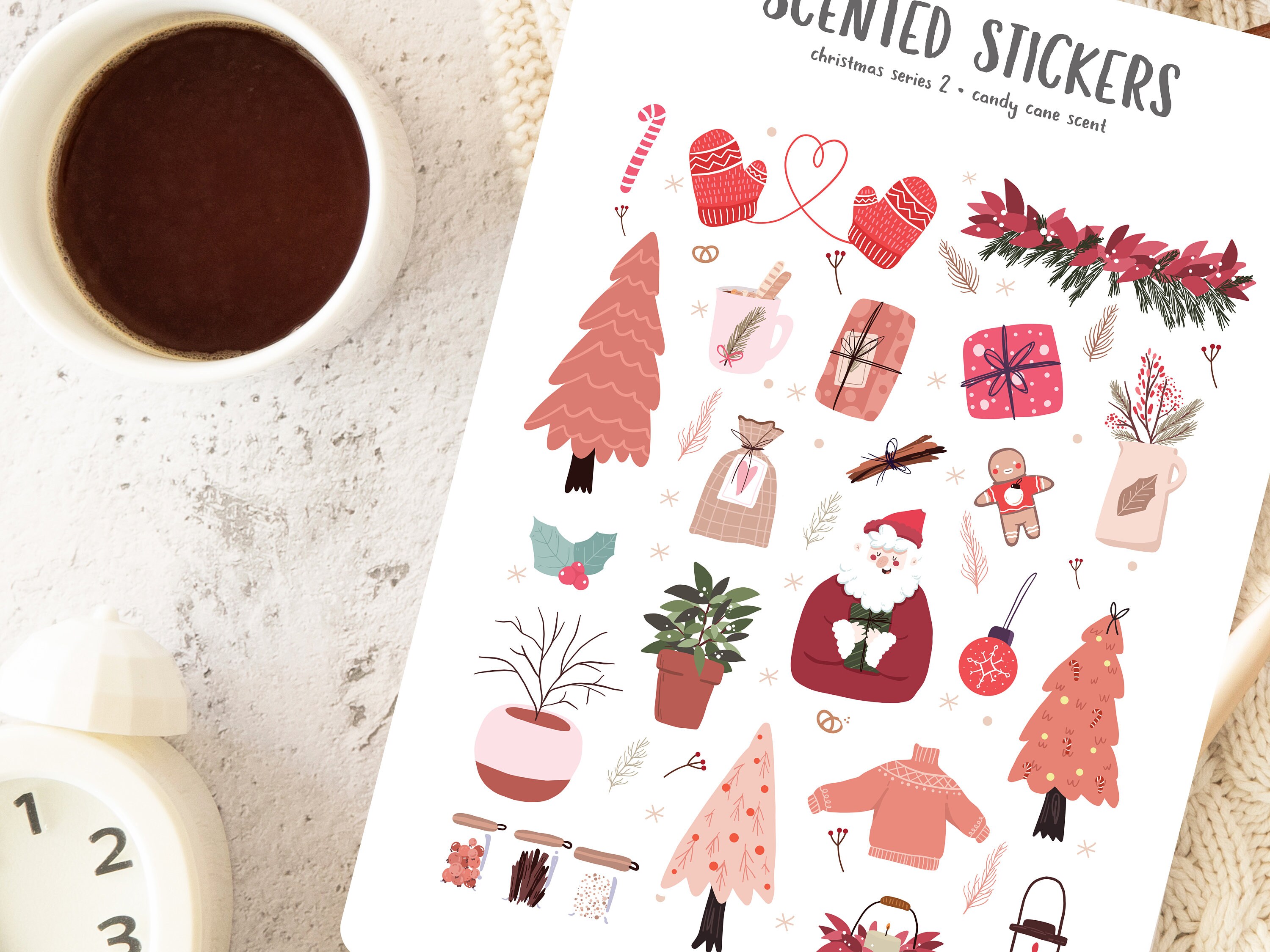 Hygge Christmas Stickers Cute Scandi Stickers Holiday | Etsy