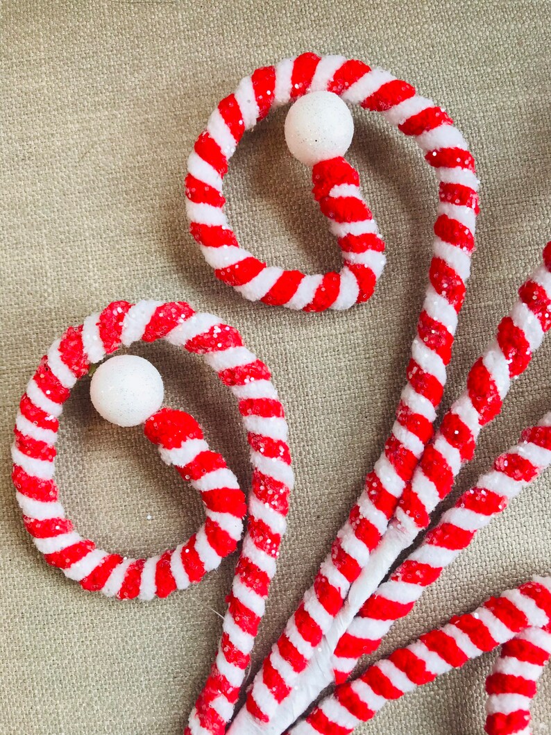 Candy Cane Wired Curly Picks Sprays Christmas Decoration 71cm - Etsy