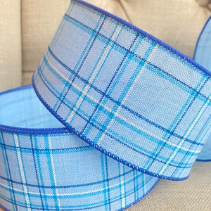 9 Meter Wire Edged Ribbon Blue Plaid 2.5 Wide, Easter Spring Wreath ...