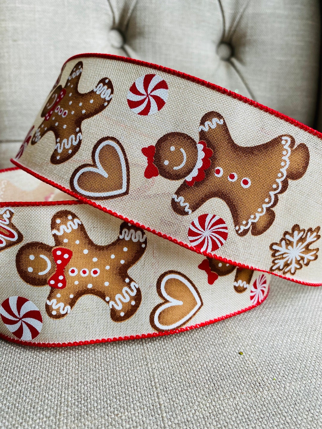 Wire Edged Ribbon Cute Gingerbread House Gingerbread Man 2.5 Wide ...