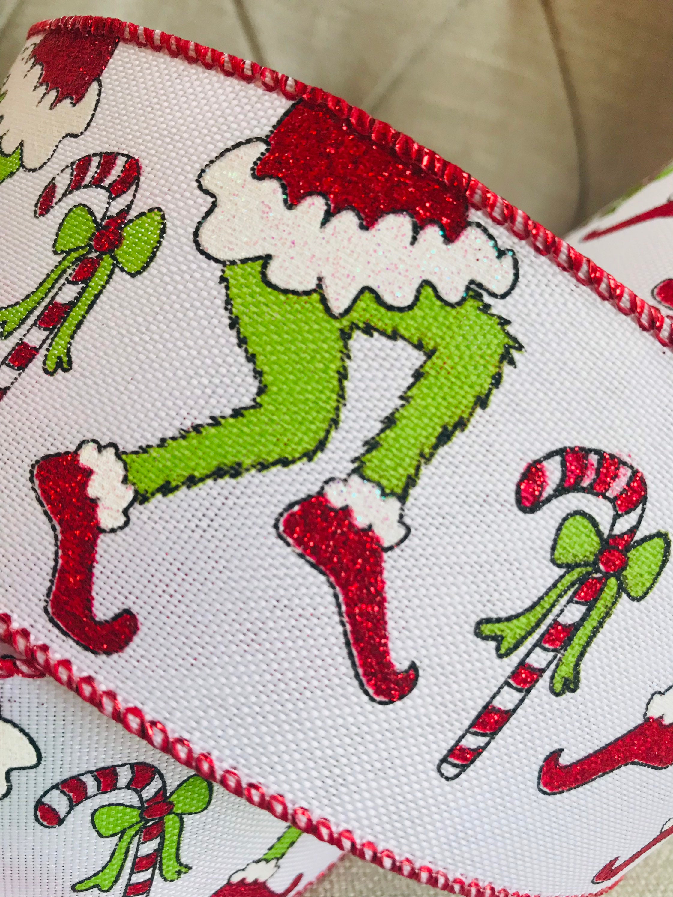 Green Monster Legs Wired Edge Ribbon 2.5 Wide Ribbon - Etsy UK