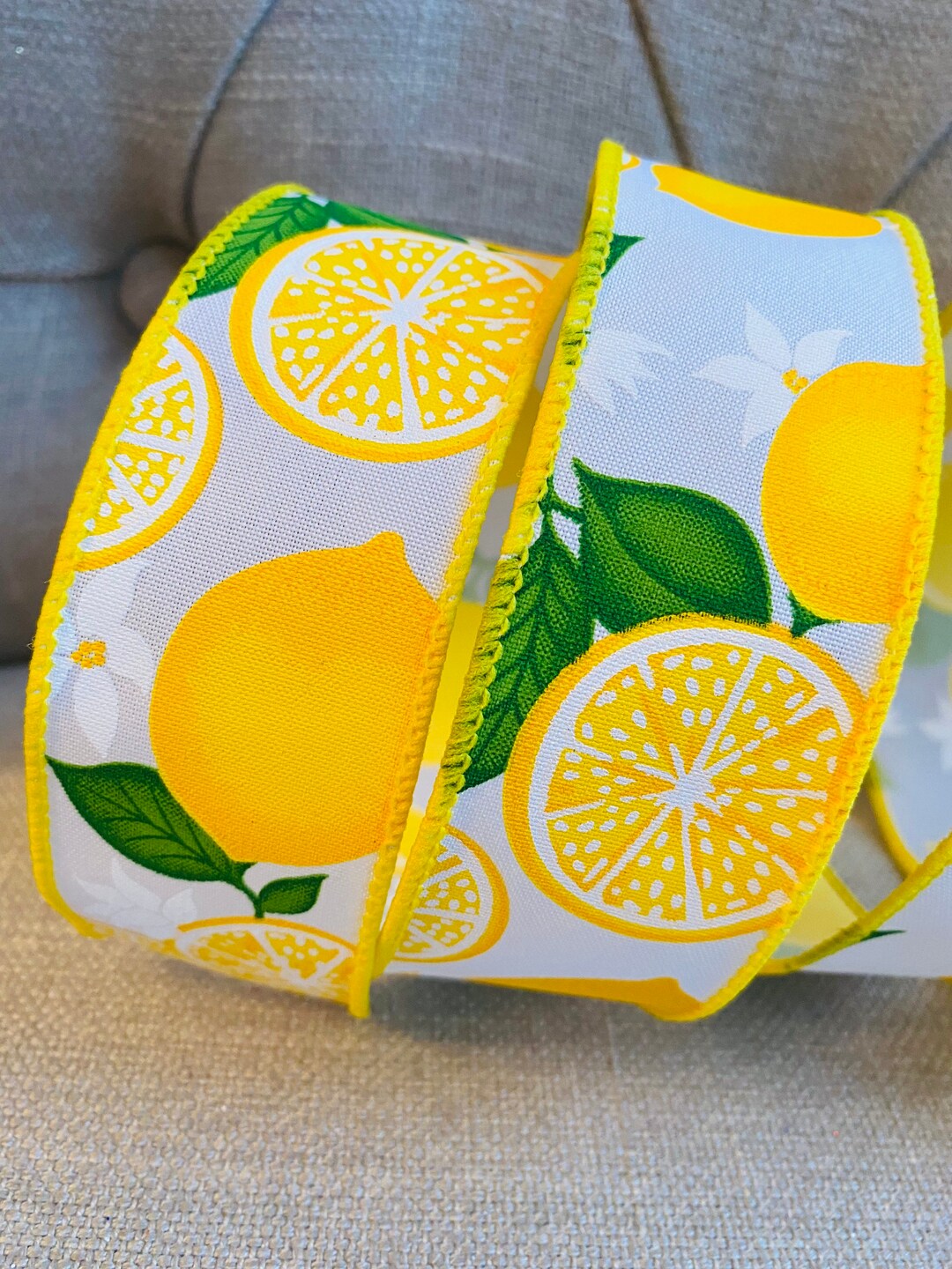 9 Meter Wire Edged Lemon Lemon Slice 1.5, Spring Summer, Lemon Wreath ...