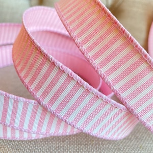 9 Meter Wire Edged Ribbon, Pink and White Stripe, 1 Wide, 7/8 Wide ...