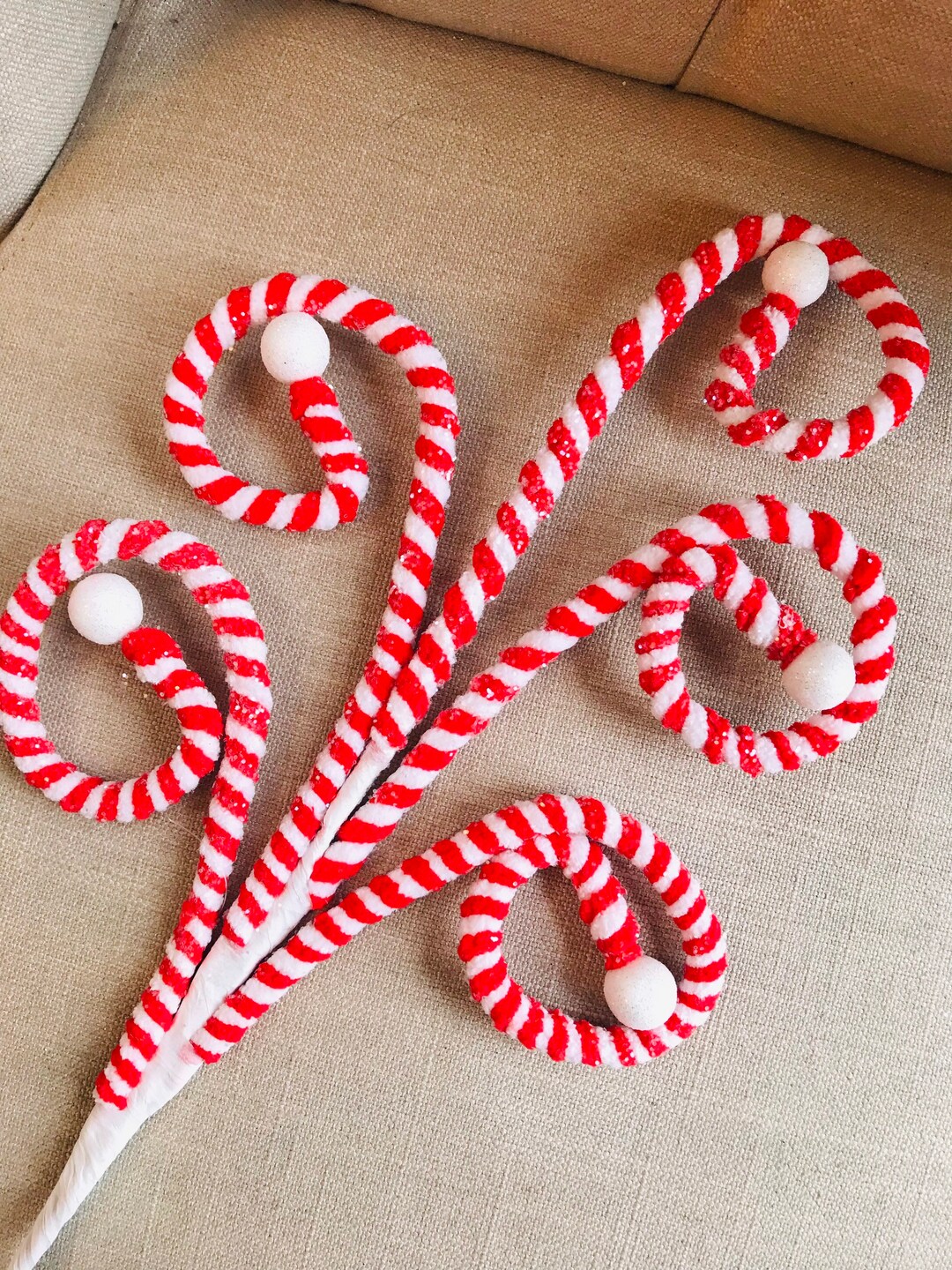 Candy Cane Wired Curly Picks Sprays, Christmas Decoration 71cm Red ...