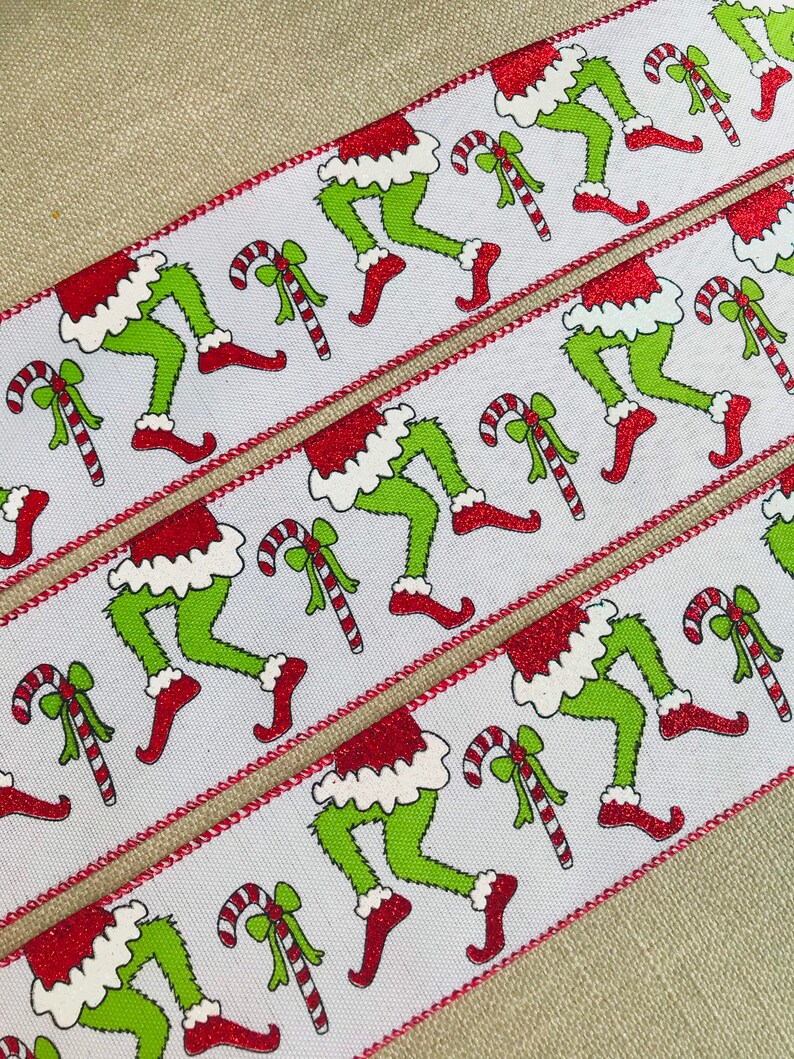 Green Monster Legs Wired Edge Ribbon 2.5 Wide Ribbon - Etsy UK