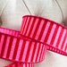 Wire Edged Ribbon Pink & Red Glitter Stripe 1.5” Wide, Wreath Garland ...