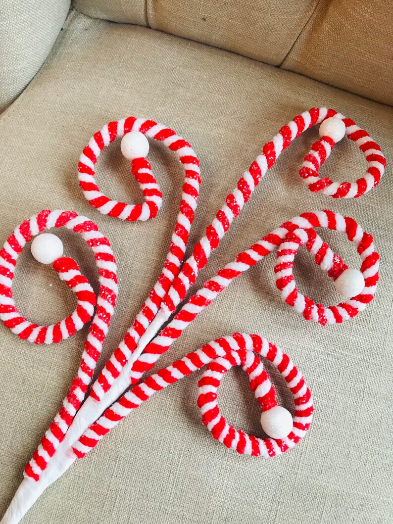 Candy Cane Wired Curly Picks Sprays Christmas Decoration 71cm - Etsy