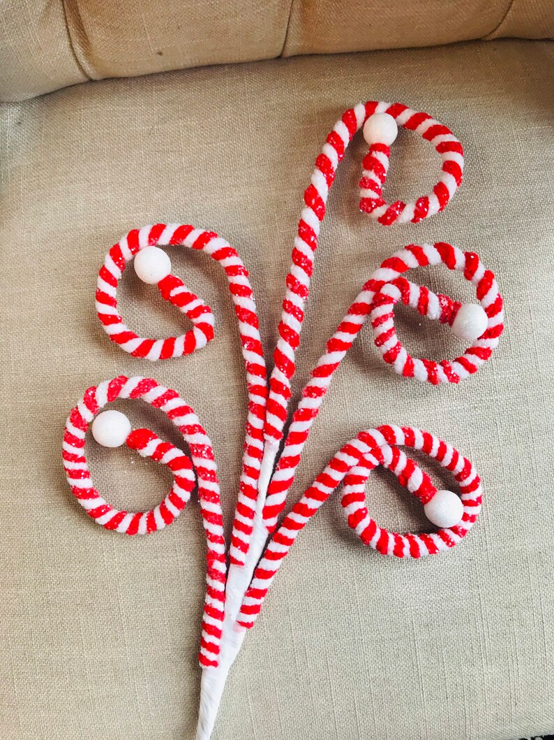 Candy Cane Wired Curly Picks Sprays Christmas Decoration 71cm - Etsy