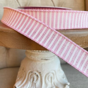 9 Meter Wire Edged Ribbon, Pink and White Stripe, 1 Wide, 7/8 Wide ...