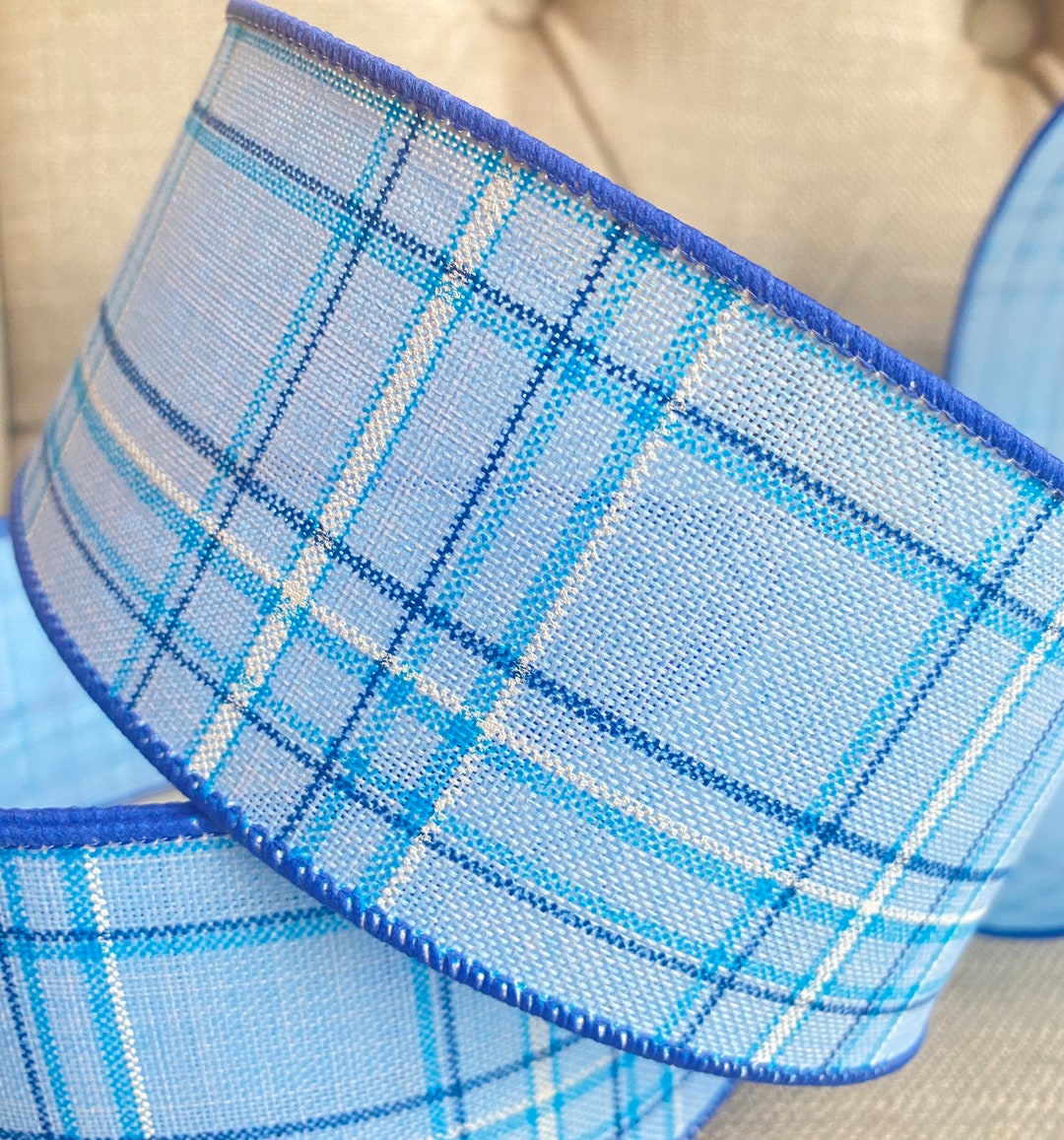 9 Meter Wire Edged Ribbon Blue Plaid 2.5 Wide, Easter Spring Wreath ...