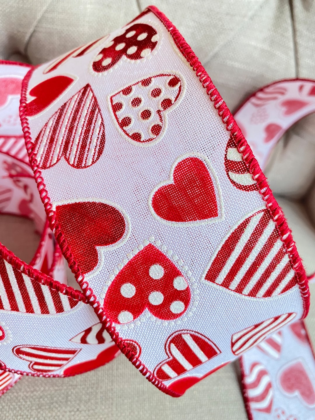 9 Meter Love Hearts Wire Edged Ribbon Valentines, Multi Pattern Love ...