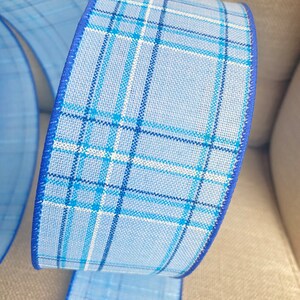 9 Meter Wire Edged Ribbon Blue Plaid 2.5 Wide, Easter Spring Wreath ...