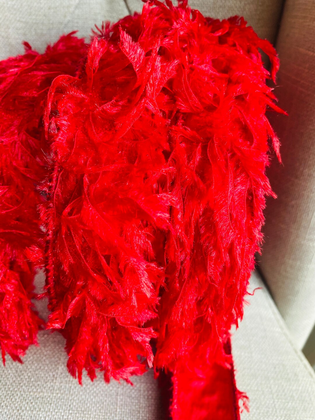9 Meter Furry Fluffy Red Wire Edged Ribbon 1.5 Wide, Christmas Wreath ...
