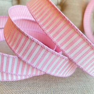 9 Meter Wire Edged Ribbon, Pink and White Stripe, 1 Wide, 7/8 Wide ...