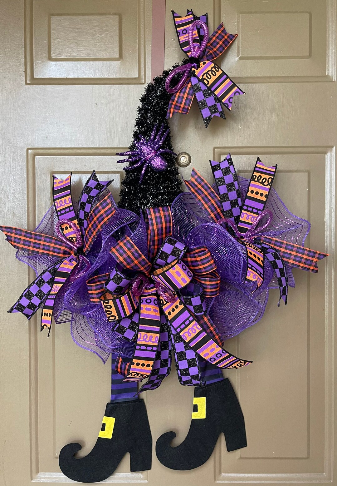 Halloween Witch Wreath, Halloween Wreath, Witch Hat Door Hanger, Fun ...