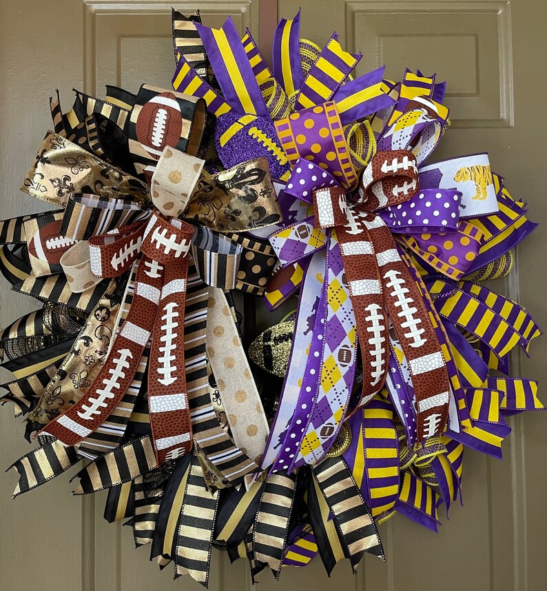 Saints Lsu Football Door Wreath House Divided Wreath | Etsy
