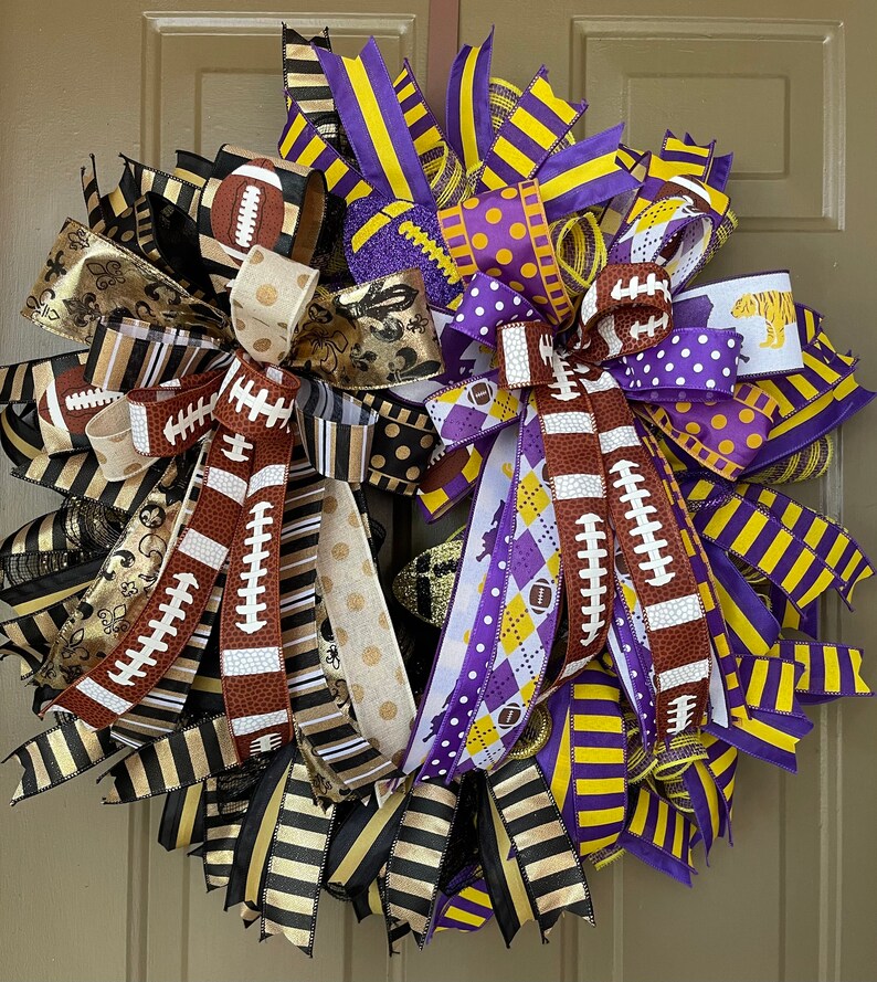 Saints Lsu Football Door Wreath House Divided Wreath | Etsy