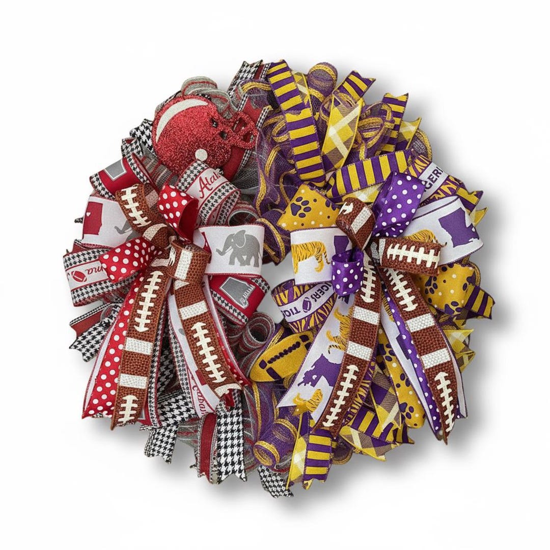 LSU Alabama House Divided Wreath | Tigers Crimson Tide Rivalry Football ...