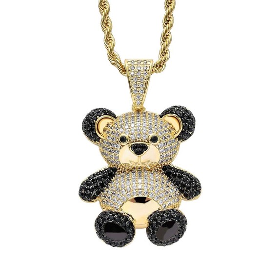 Bling Bling Iced Out Teddy Bear Pendant Pave Full Cubic Zircon | Etsy