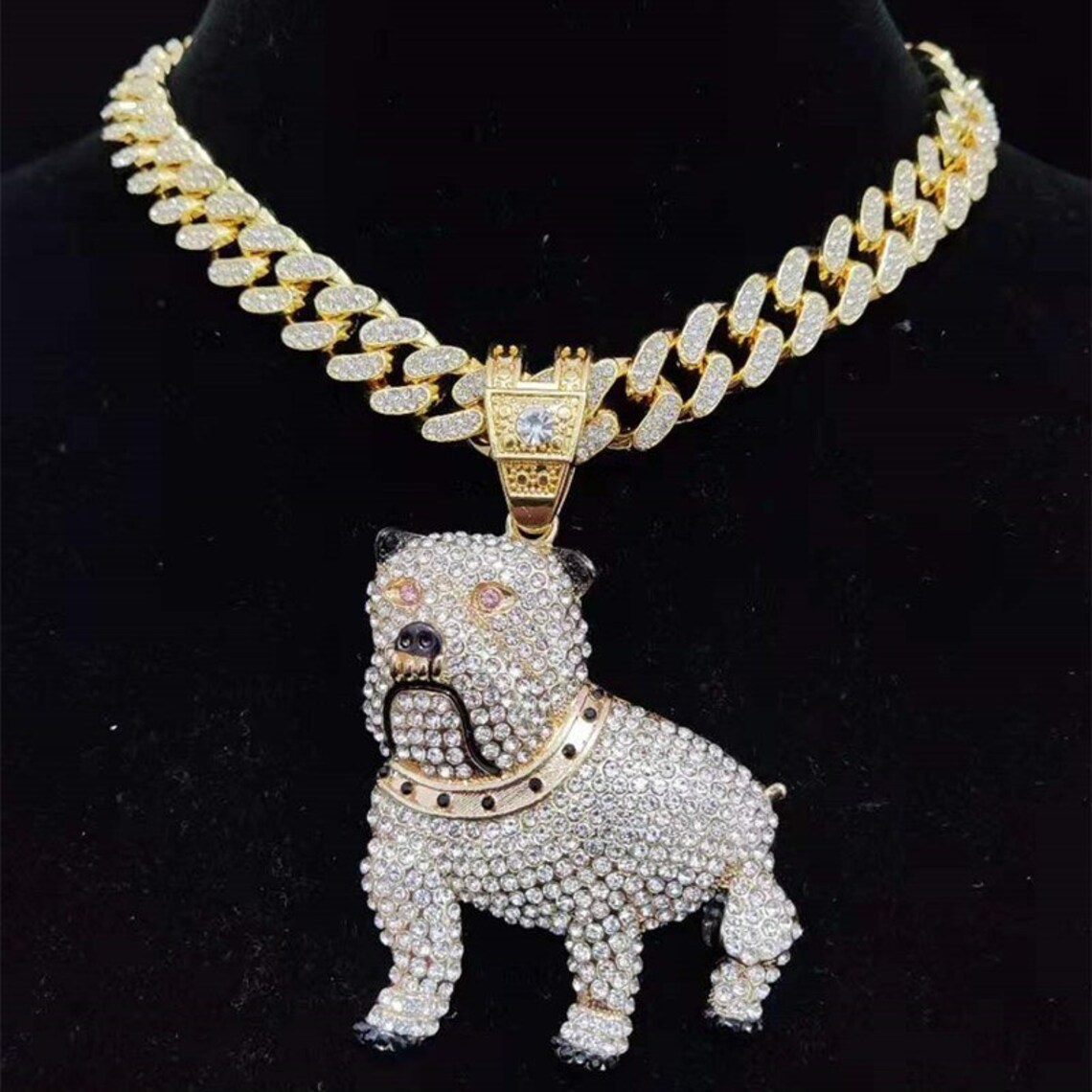 Men Women Hip Hop Iced Out Bling Lovely Dog Pendant Necklace - Etsy