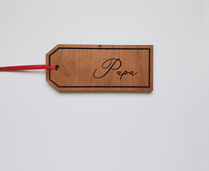 Papa Wooden Stocking Name Tag Personalized Tag for Christmas | Etsy