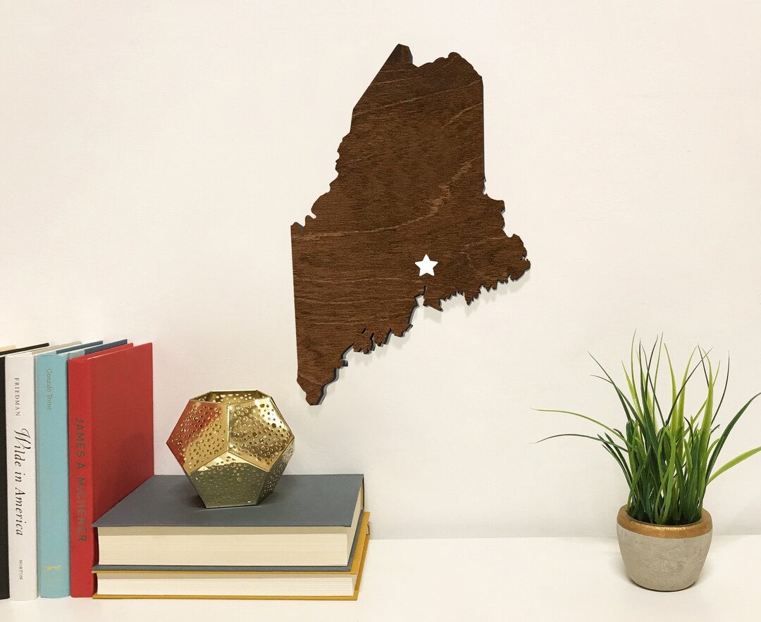 MAINE Wooden State Sign Wall Decor Home State Sign Maine Map - Etsy