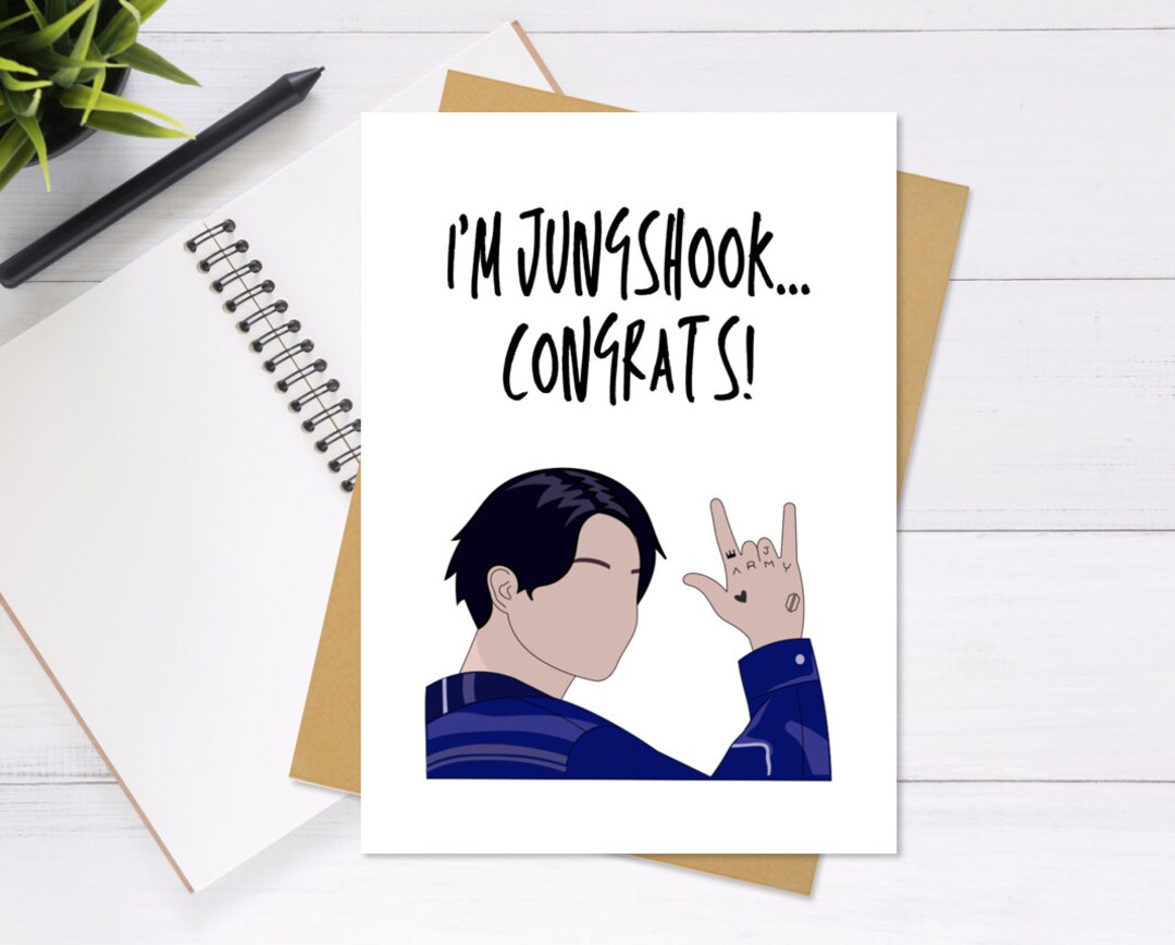 BTS Jungkook Congrats Card - Cute & Unique Greeting Card, Engagement ...