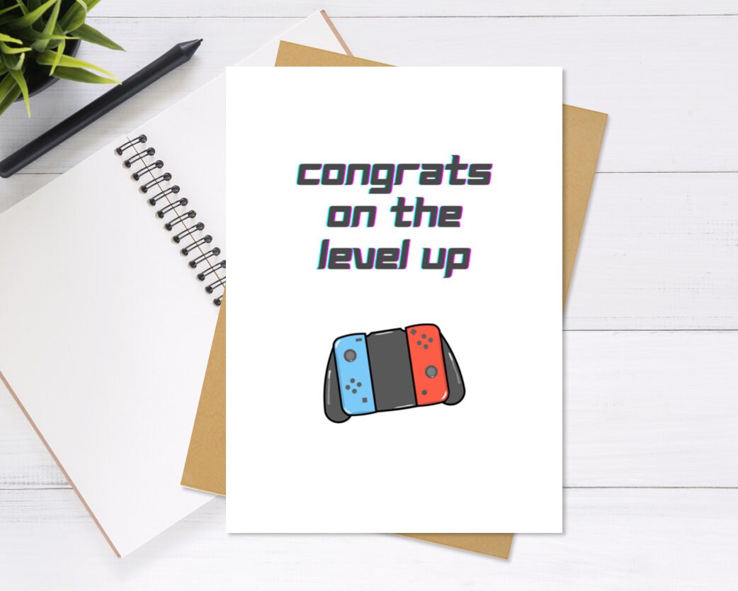 Congrats on the Level Up Gamer Card Congrats Card | Etsy