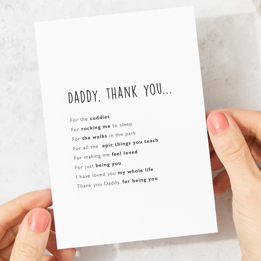 Heartfelt Father's Day Poem Card daddy, Thank You A5 Greeting Card With ...