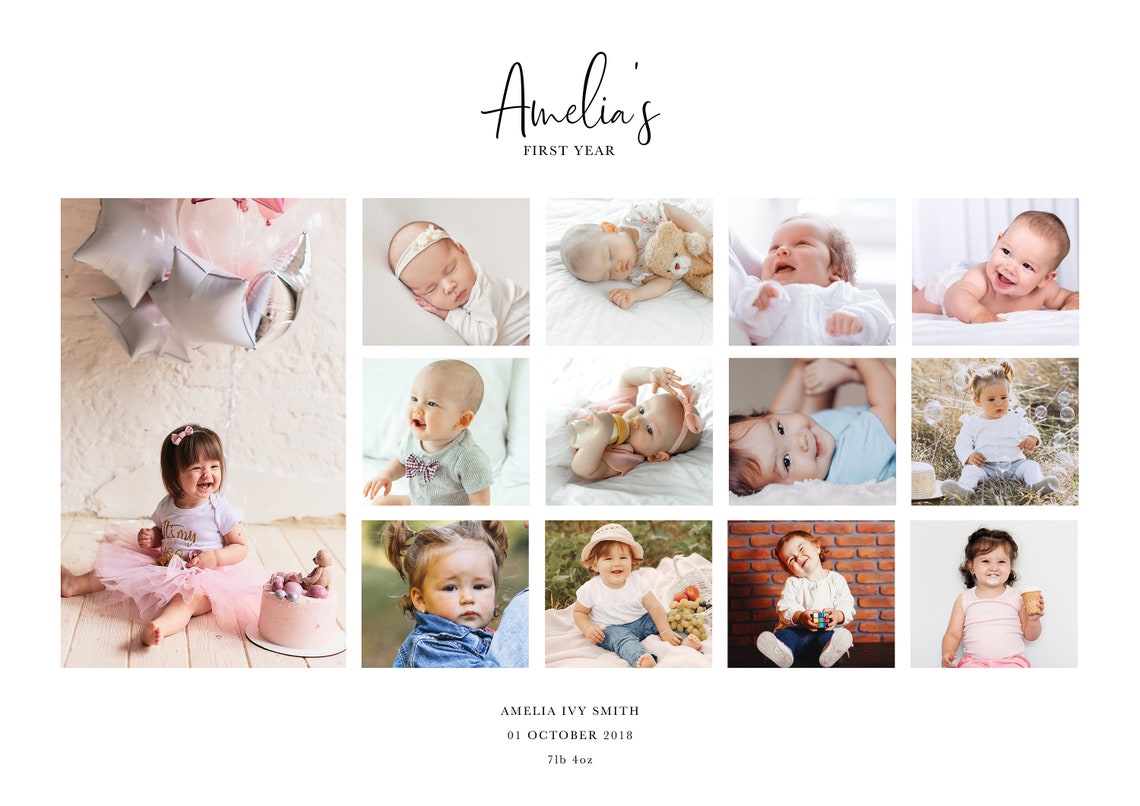 Baby's First Year Print / Baby Photos / Digital Custom Baby Print ...
