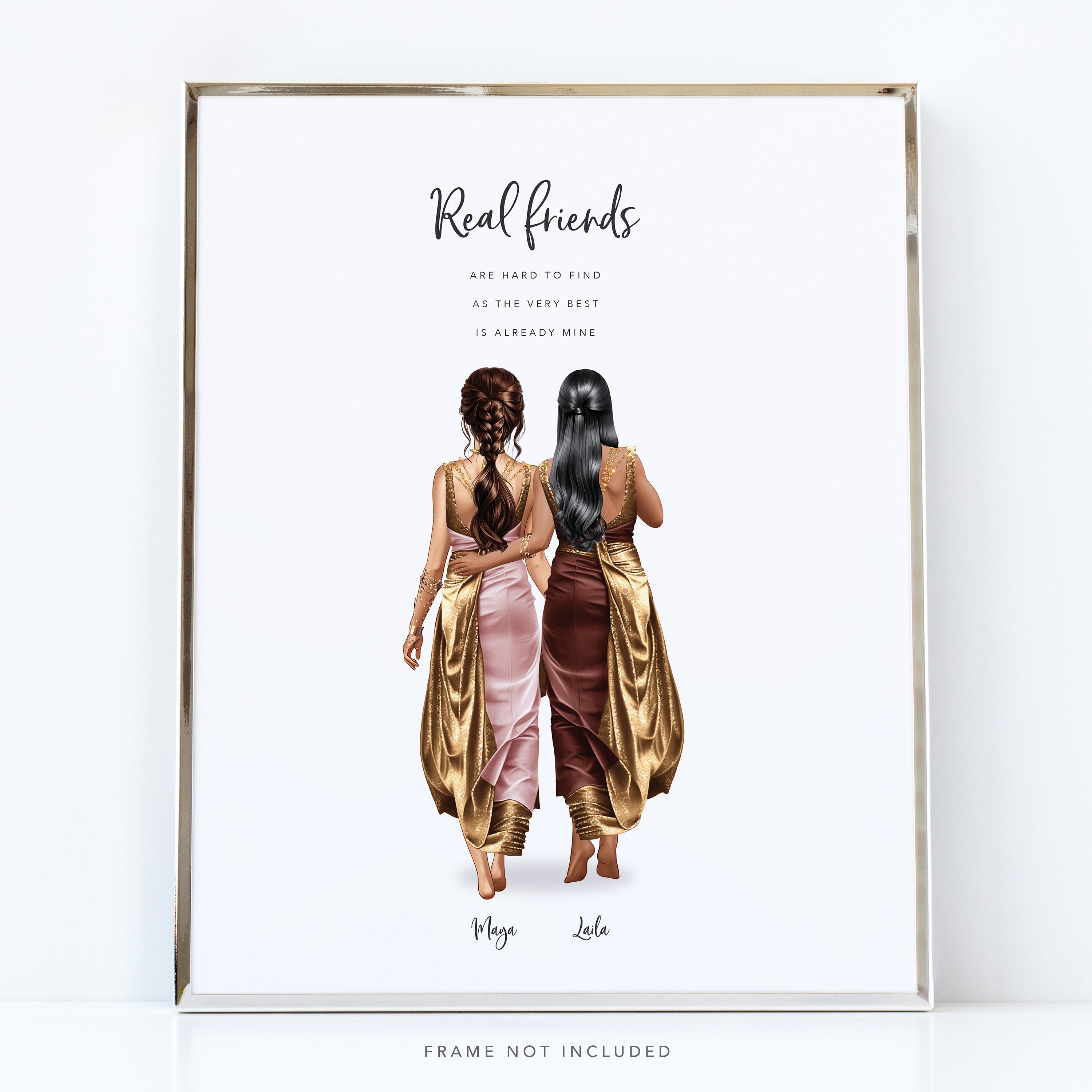 Indian Girls Best Friends Print / Friendship Gift / Birthday / Diwali ...