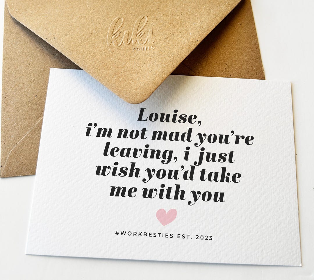 Personalised I'm Not Mad You're Leaving Card for Work Friend / Work ...