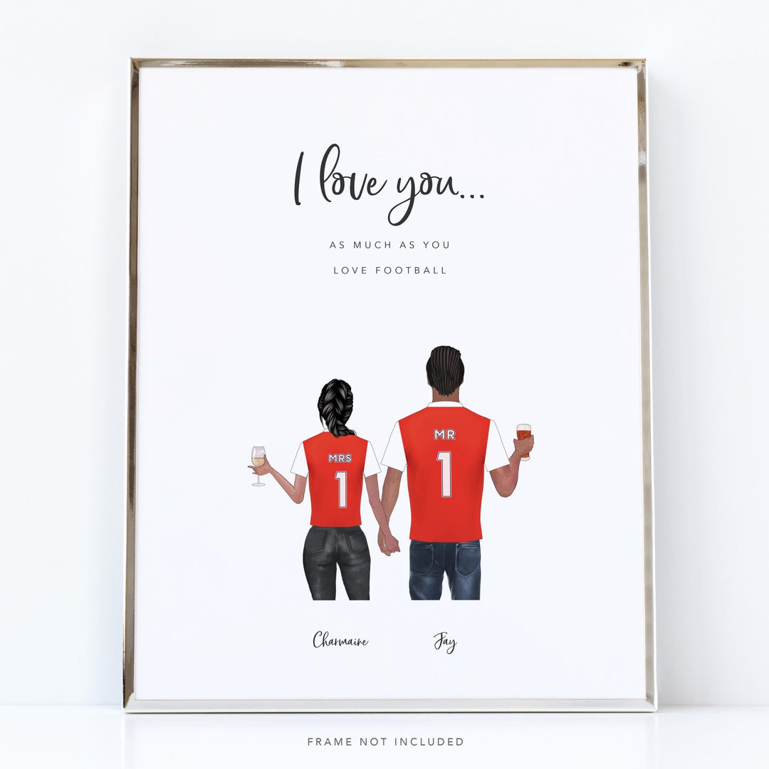 Football Lover Couple / Personalised Football Print / Football Gifts ...