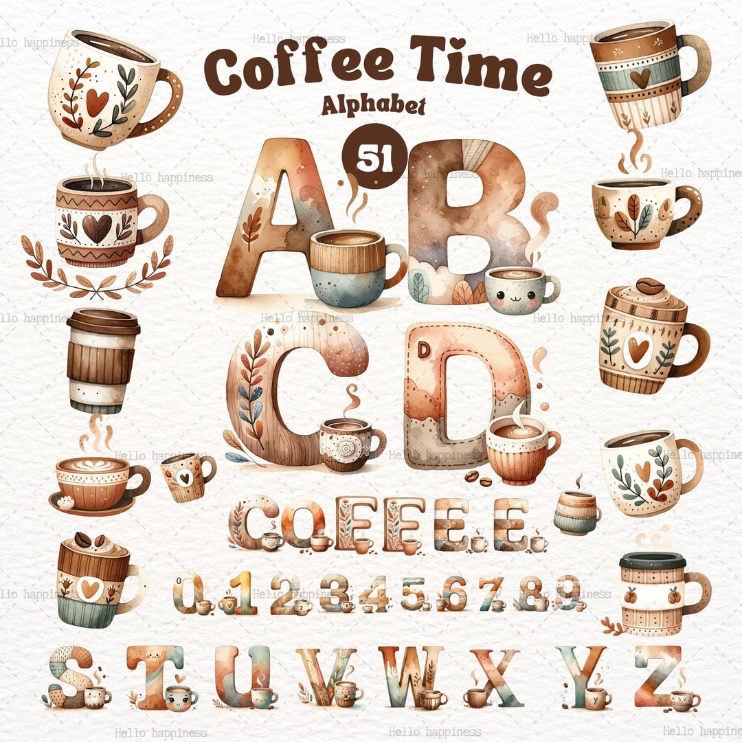 Imágenes prediseñadas del alfabeto de café, letra de café, PNG, taza de ...