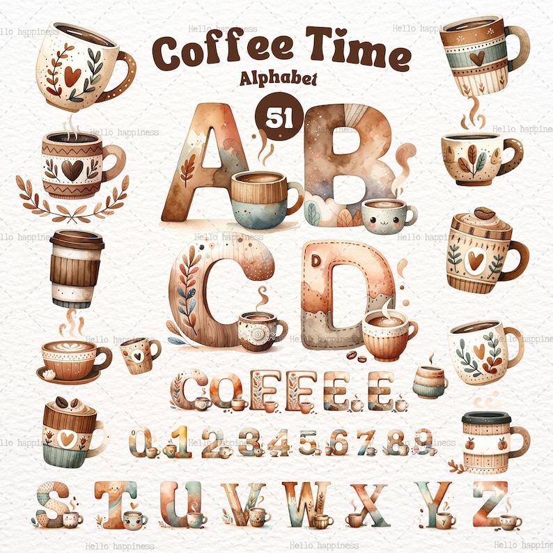 Coffee Alphabet Clipart, Coffee Letter,png, Coffee Mug, Alphabet ...