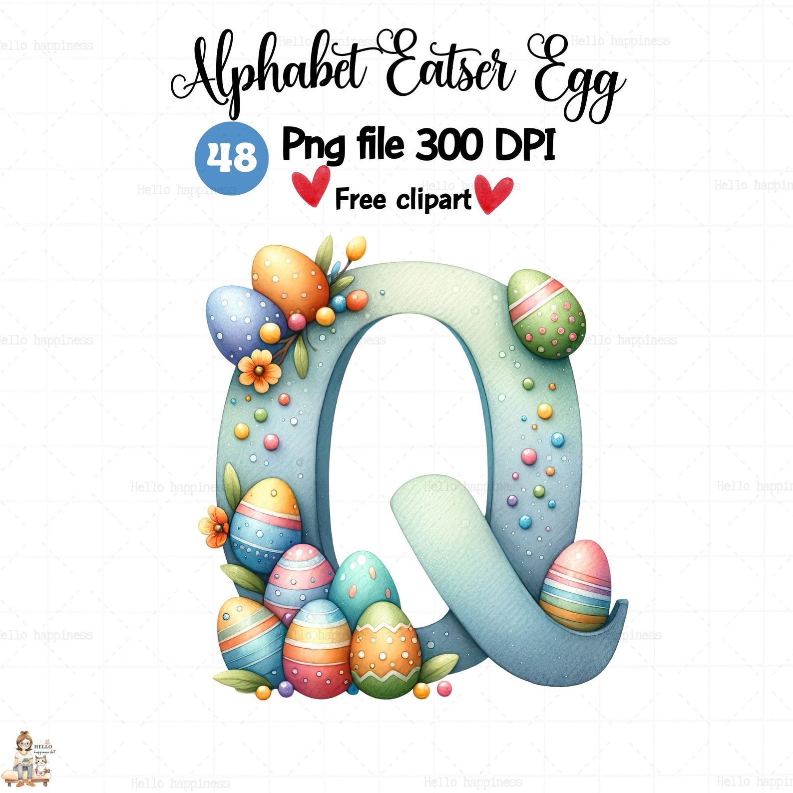 Alphabet Easter Egg Clipart, Spring Clipart, Easter Bunny, Easter Egg ...
