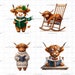 Highland Cow Read a Book, Little Cow With Book,watercolor Highland Cow ...