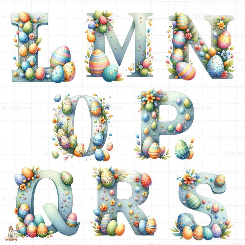 Alphabet Easter Egg Clipart, Spring Clipart, Easter Bunny, Easter Egg ...