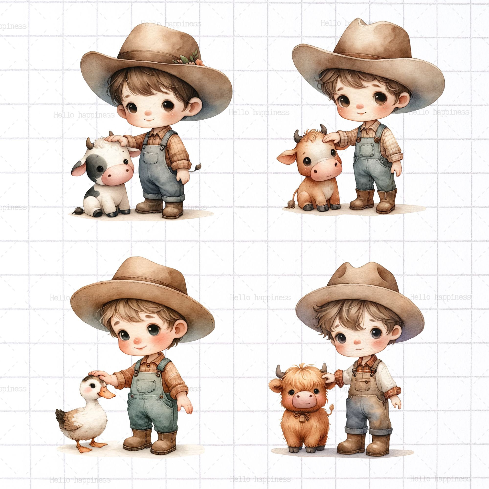 Cute Farm Animal,little Boy Gardener ,kid on Farm Png,gardener Themed ...