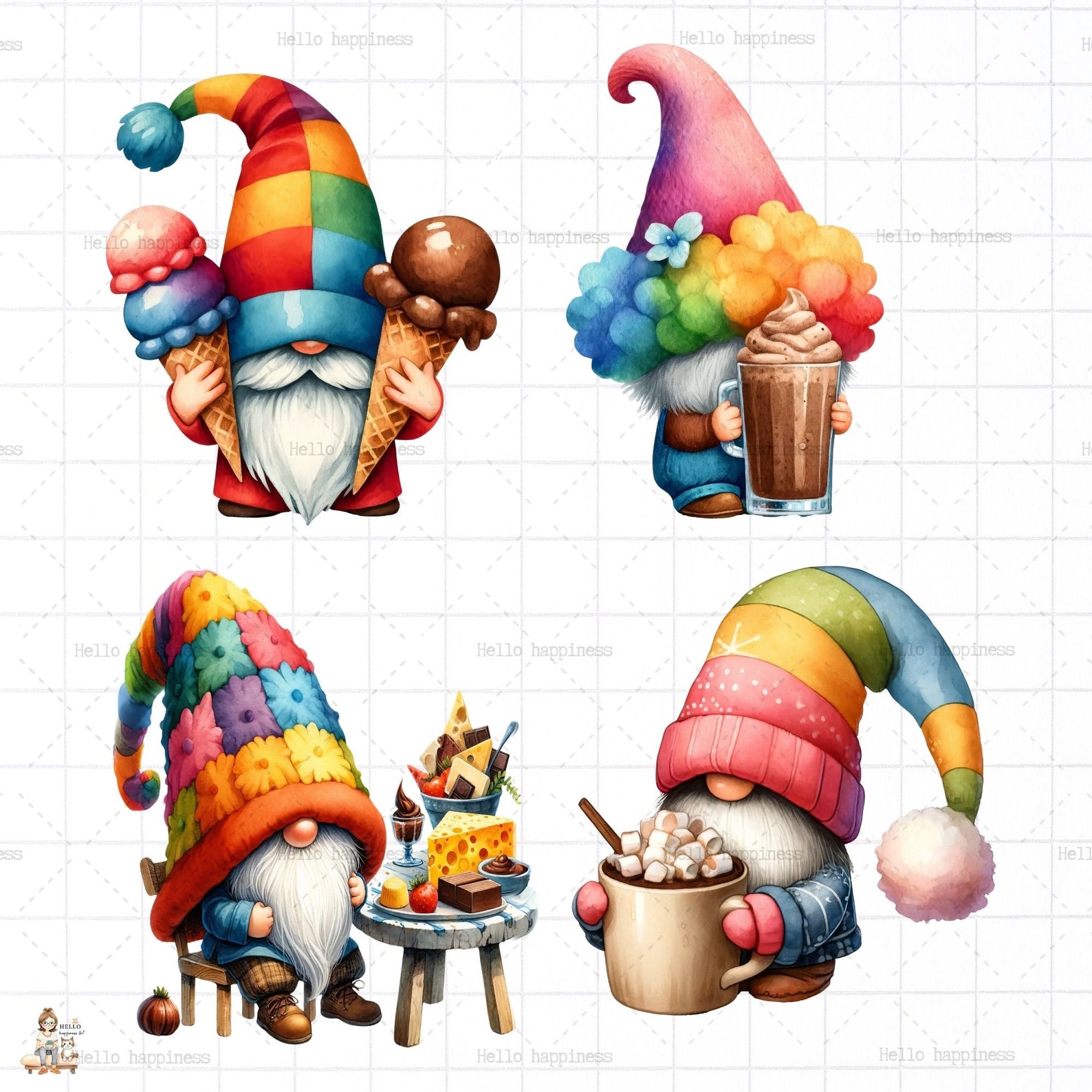 Gnome and Sweets,chocolate Png,ice Cream ,gnome Clipart,love Clipart ...