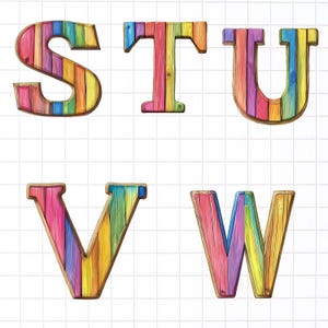 Colorful Wooden Alphabet Letters and Numbers Pastel Colors Clipart ...