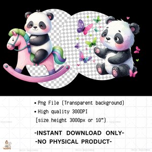 Panda Clipart Sampler Edition, Watercolor Baby Animal Pngs for Nursery ...
