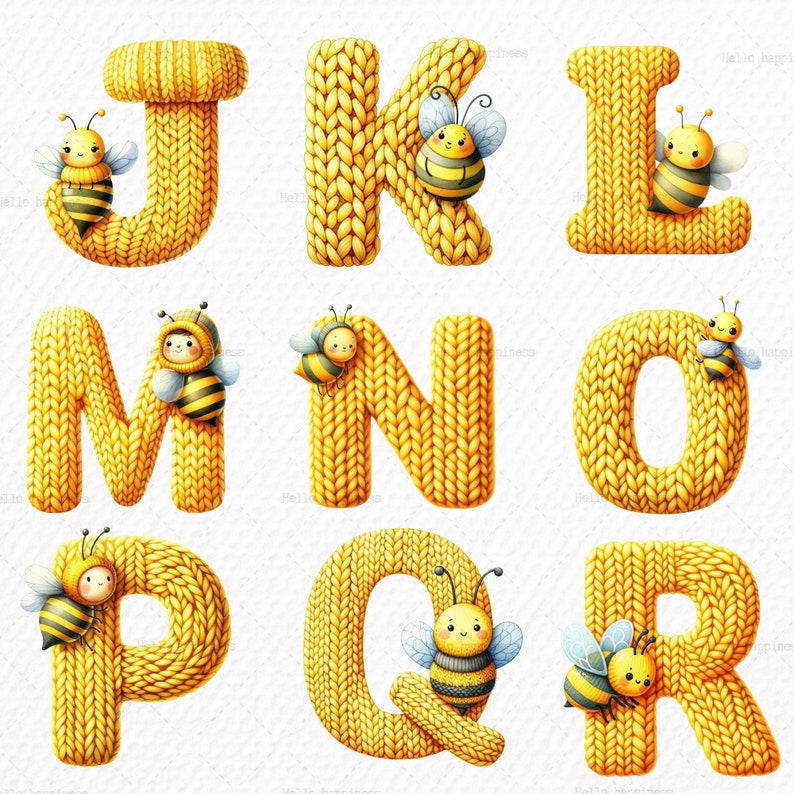 Bee Alphabet,cute Bee Png, Letter Knitting Pattern,bee Clipart, Bee Png ...