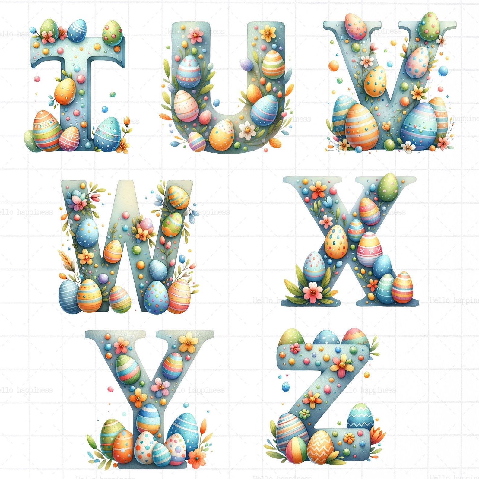 Alphabet Easter Egg Clipart, Spring Clipart, Easter Bunny, Easter Egg ...
