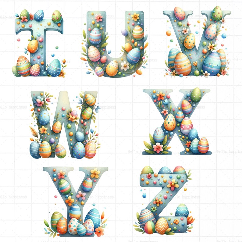 Alphabet Easter Egg Clipart, Spring Clipart, Easter Bunny, Easter Egg ...