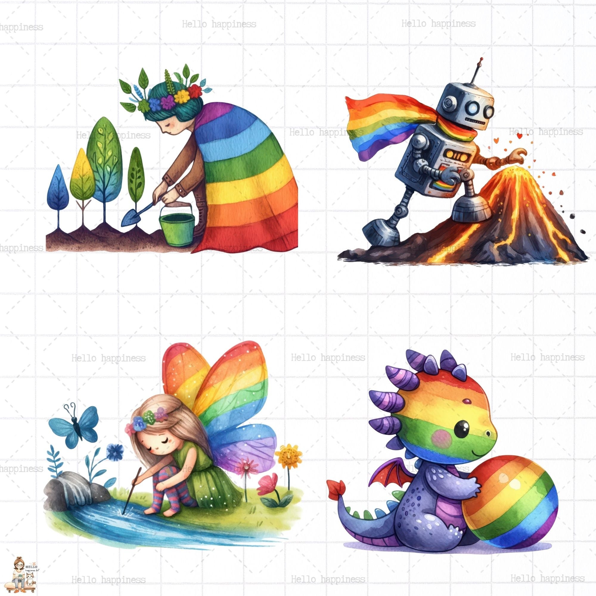LGBT Cartoon Fantasy , Cute Cartoon Watercolor, Whimsical Fantasy Art ...