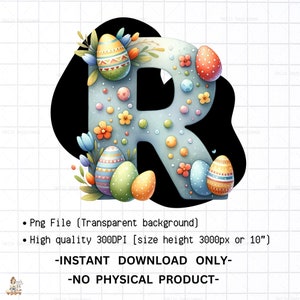 Alphabet Easter Egg Clipart, Spring Clipart, Easter Bunny, Easter Egg ...