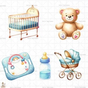 Baby Shower Elements, Cute Baby, Baby Shower Watercolor Clipart PNG ...