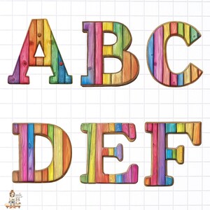 Colorful Wooden Alphabet Letters and Numbers Pastel Colors Clipart ...